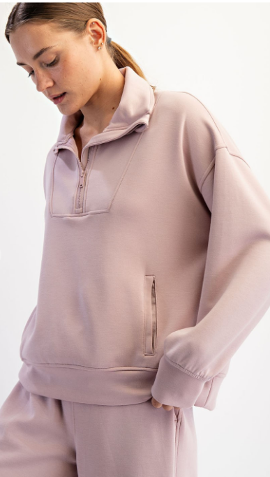 Modal Scuba Quarter Zip Pullover – Amia Boutique